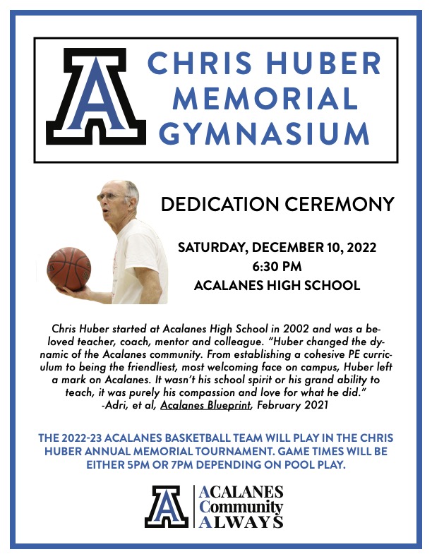 Chris Huber Memorial Gym Dedication Ceremony – Acalanes Parents Club